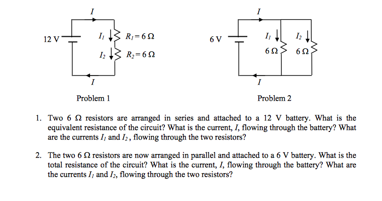 Solved Two 6 Ohm resistors are arranged in series and | Chegg.com