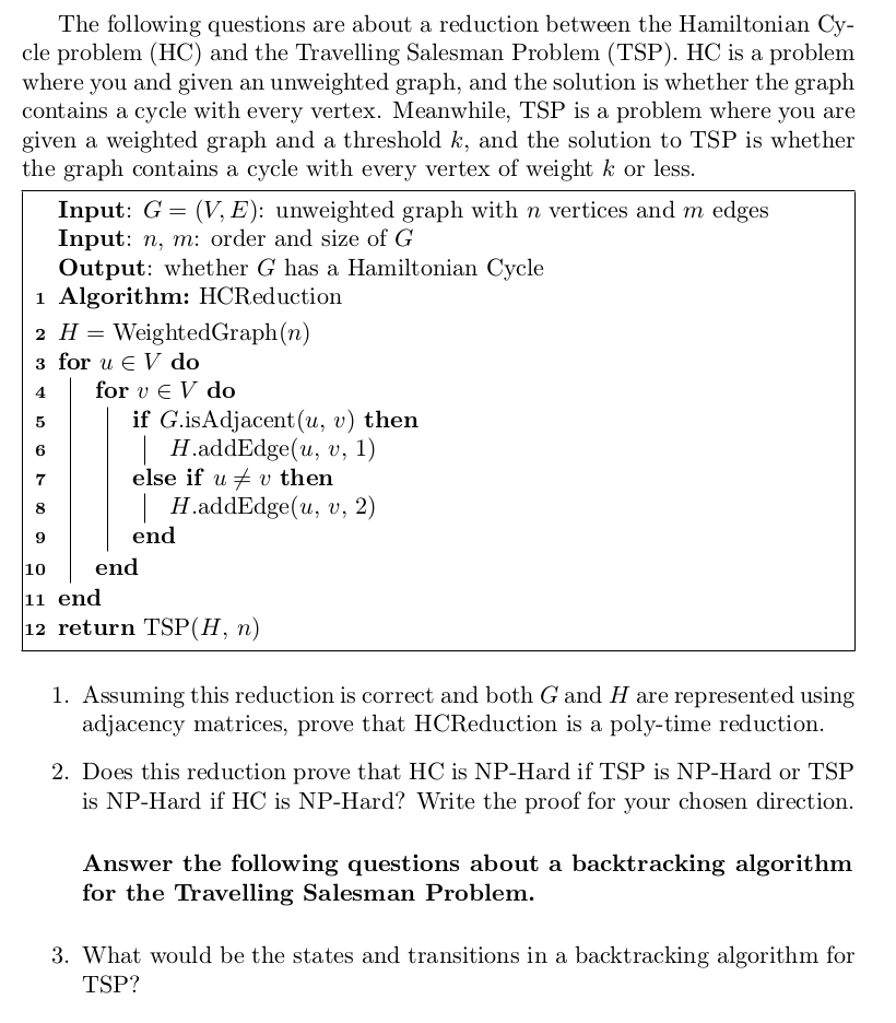 Solved The following questions are about a reduction between | Chegg.com