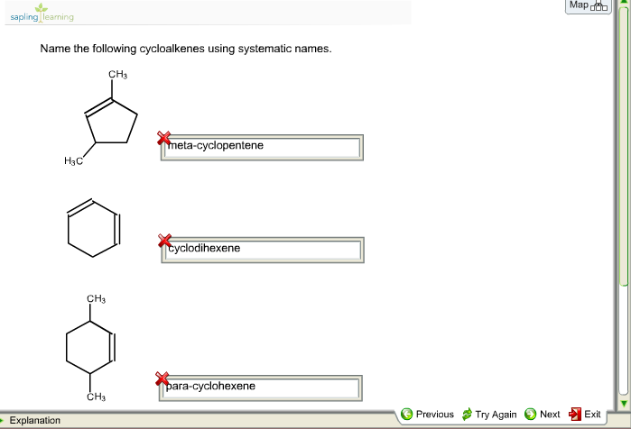 Solved: Name The Following Cycloalkenes Using Systematic N... | Chegg.com