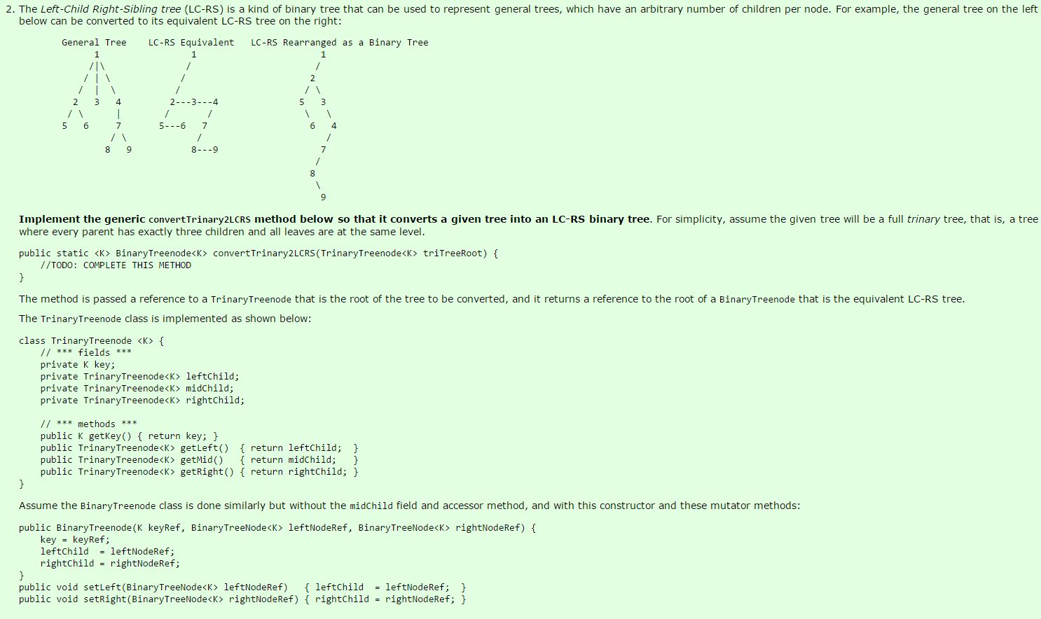 The Left-Child Right-Sibling tree (LC-RS) is a kind | Chegg.com