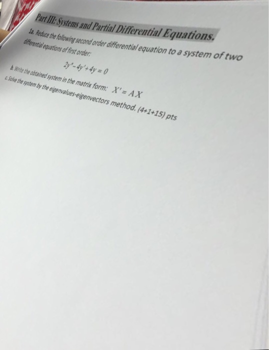 Solved Reduce the following second order differential | Chegg.com