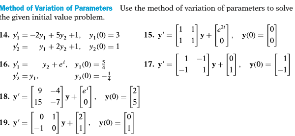 Solved Method Of Variation Of Parameters The Given Initial