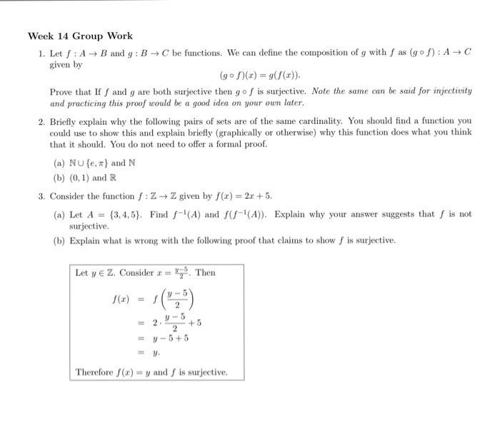 Solved Let f:A rightarrow B and g: B rightarrow C be | Chegg.com