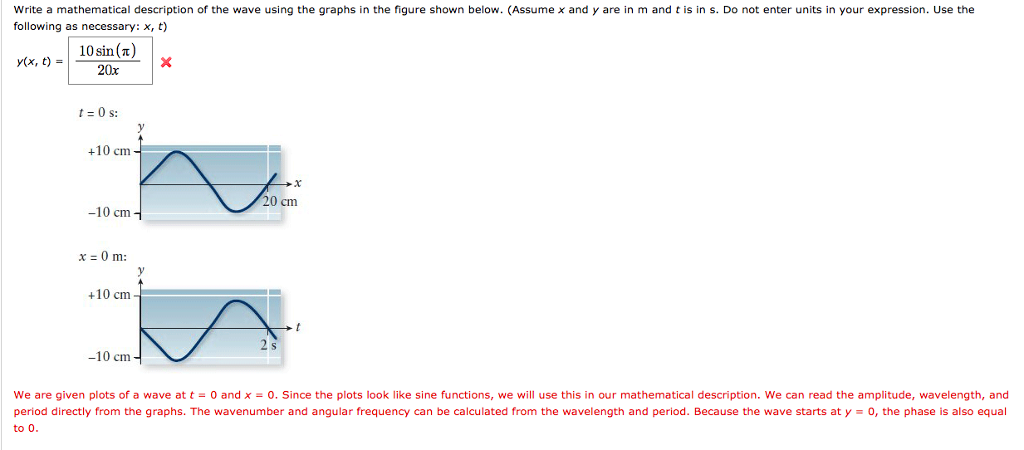 Solved Write a mathematical description of the wave using | Chegg.com
