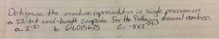 Solved Determine the machine representation in single | Chegg.com
