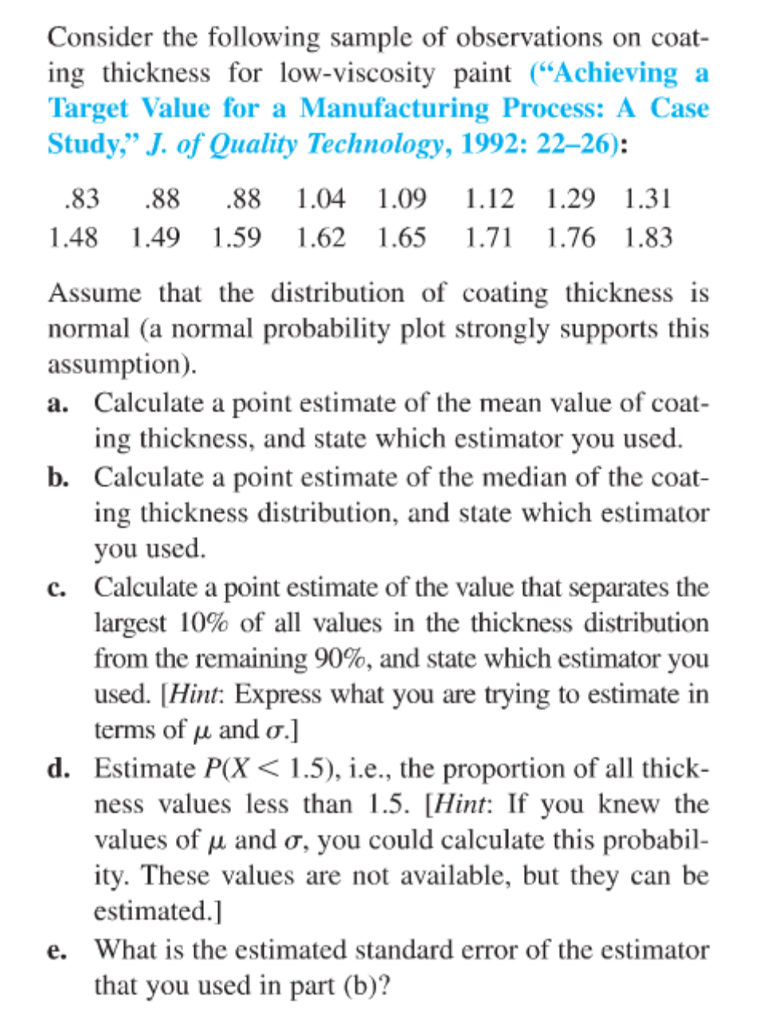 Solved Consider the following sample of observations on | Chegg.com
