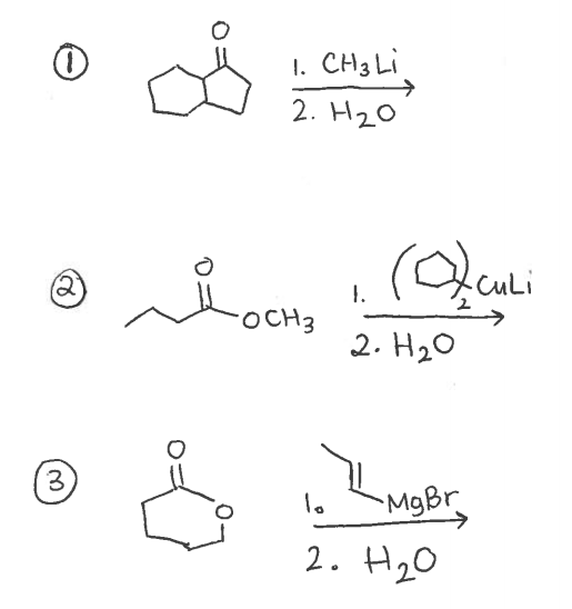 Solved I. CH3 Li 2. 2 O CuLi OCH 2. H20 2. .20 | Chegg.com