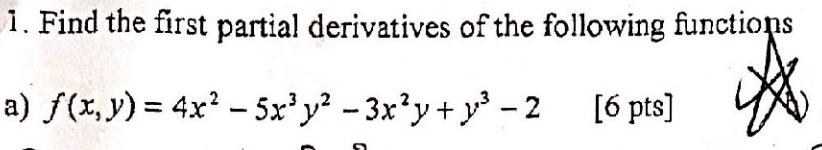 Solved Find the first partial derivative of the following | Chegg.com