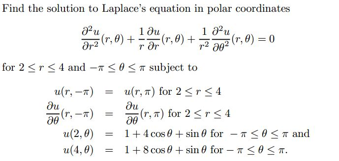 Solved Find the solution to Laplace's equation in polar | Chegg.com