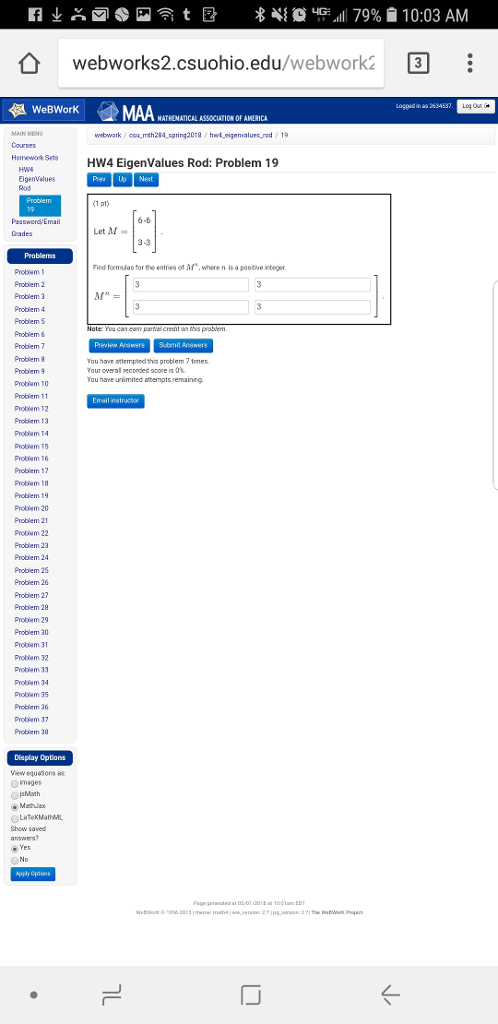 Solved webworks2.csuohio.edu/webwork2 19 Courses Hemework | Chegg.com