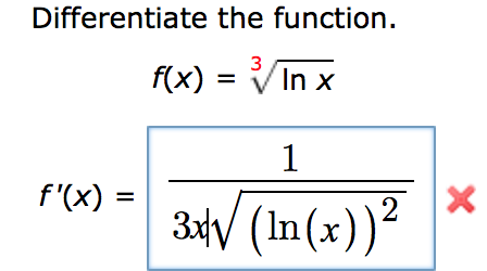 Solved Differentiate the function. f(x) = 3 squareroot ln x | Chegg.com