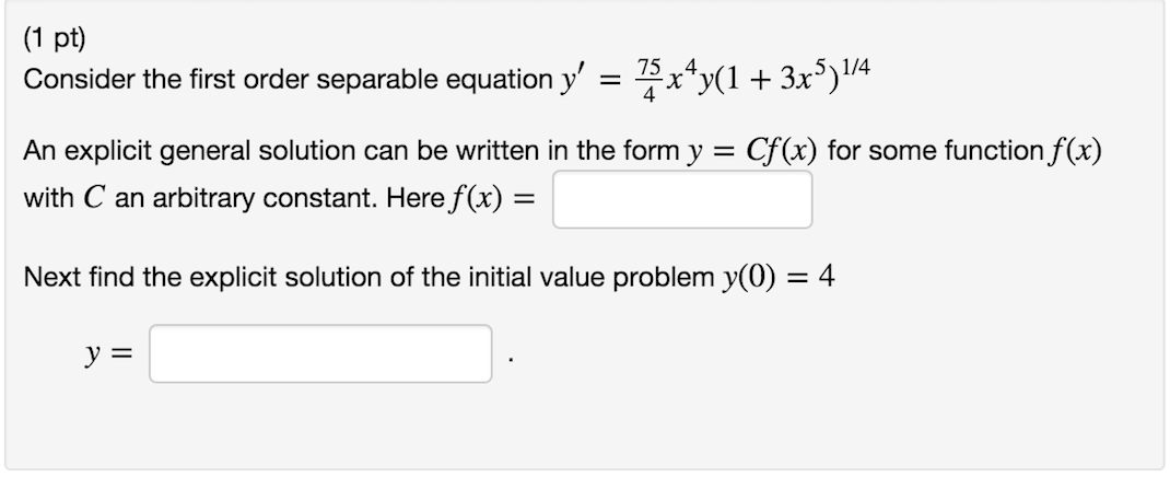 Solved Consider the first order separable equation y? = | Chegg.com