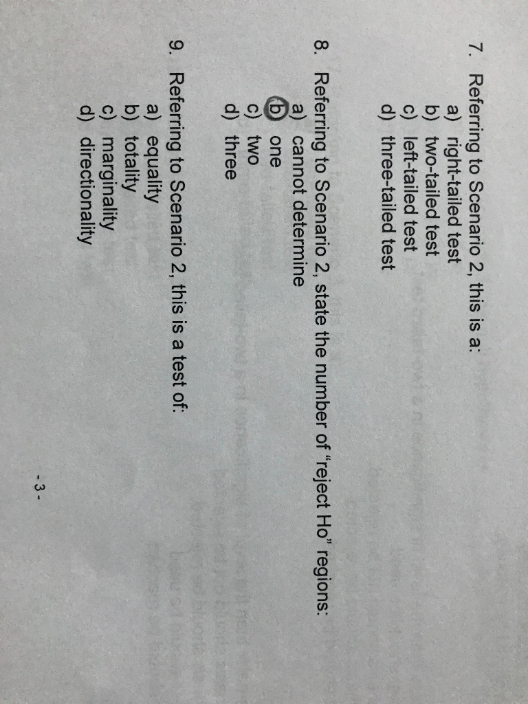Solved Scenario 2 The null and alternative hypotheses for | Chegg.com