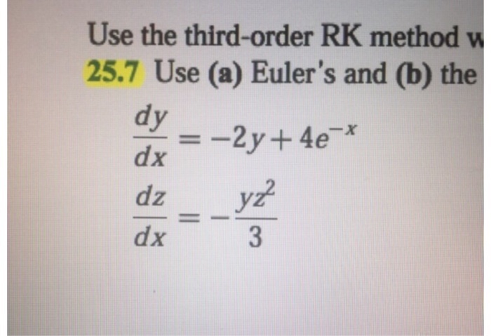 Solved Use the third order RK method with a step size of | Chegg.com