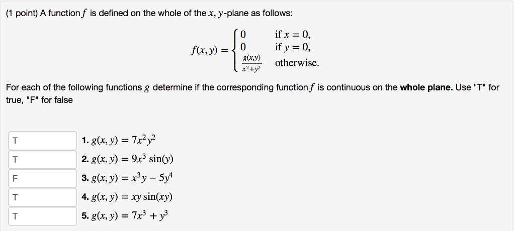 Solved (1 point) A function f is defined on the whole of the | Chegg.com