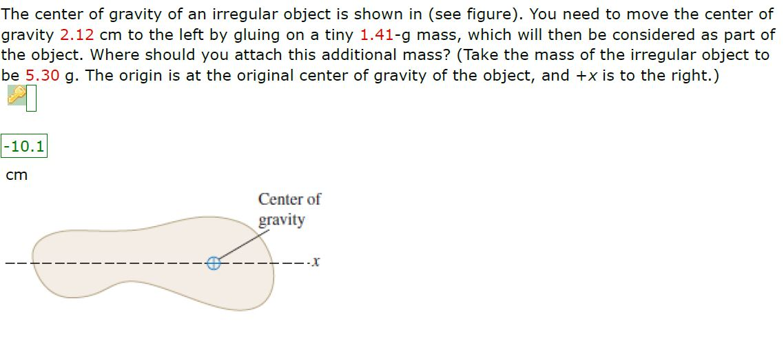 Solved The center of gravity of an irregular object is shown | Chegg.com