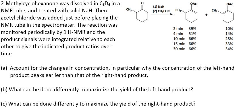 Solved 2-Methylcyclohexanone was dissolved in C_6D_6 in a | Chegg.com