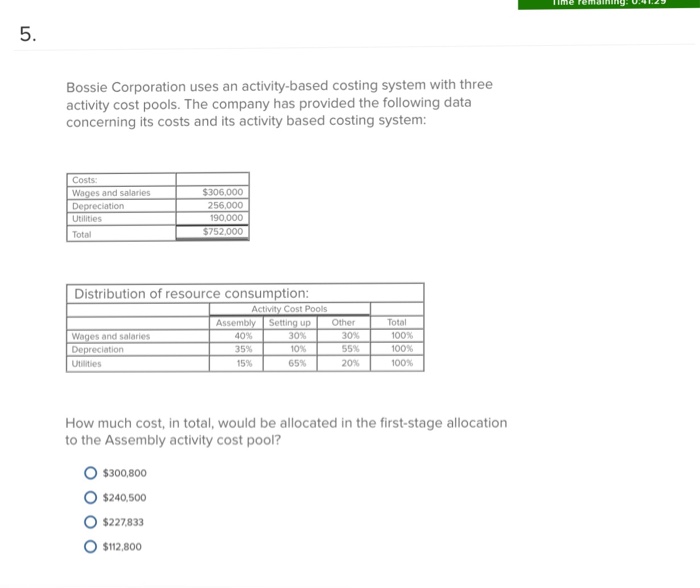 Solved Bossie Corporation uses an activity-based costing | Chegg.com
