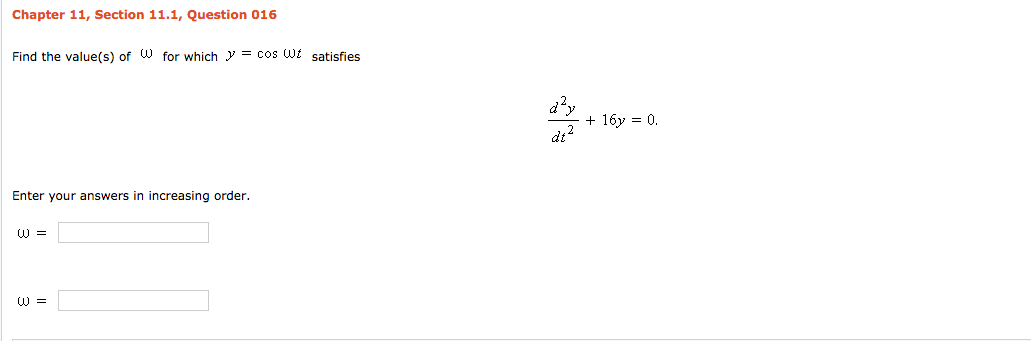 Solved Find the value(s) of omega for which y = cos omega | Chegg.com
