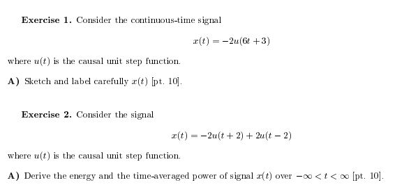 Solved Exercise 1. Consider the continuous-time signal r(t) | Chegg.com