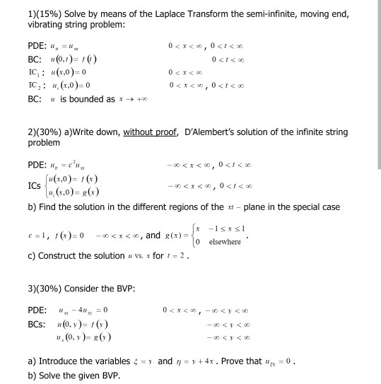 1)(1596) Solve by means of the Laplace Transform the | Chegg.com