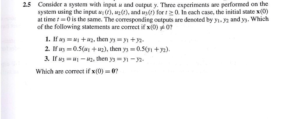 Solved Consider a system with input u and output y. Three | Chegg.com