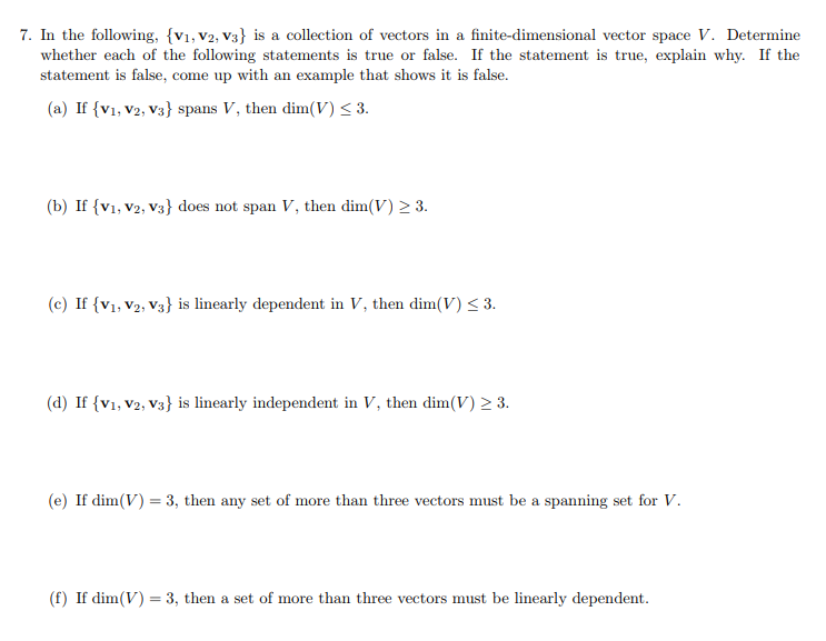 Solved 7. In the following, vi, V2, va) is a collection of | Chegg.com