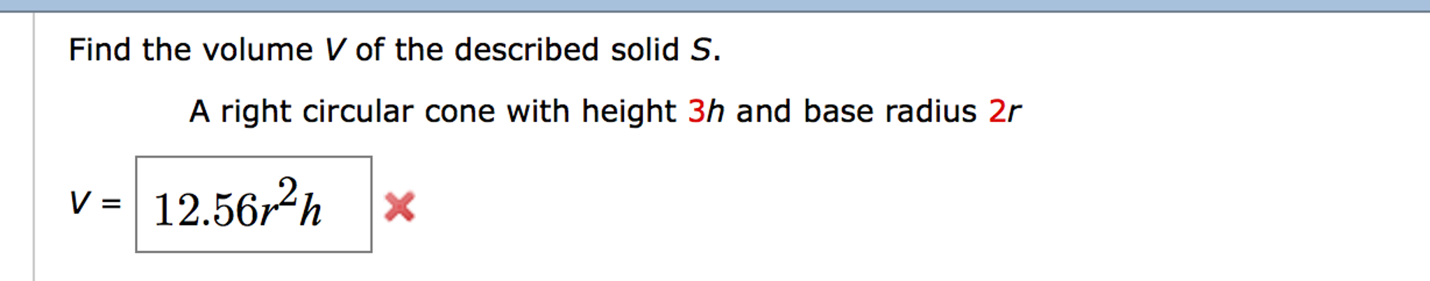 Solved Find the volume V of the described solid S. A right | Chegg.com