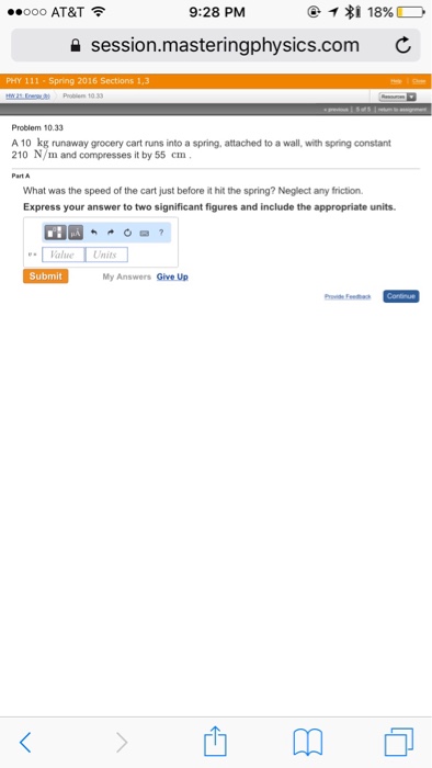 Solved A 10 kg runaway grocery cart runs into a spring, | Chegg.com