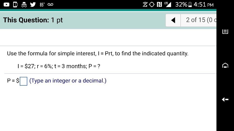 Solved Use the formula for simple interest, I = Prt, to find | Chegg.com