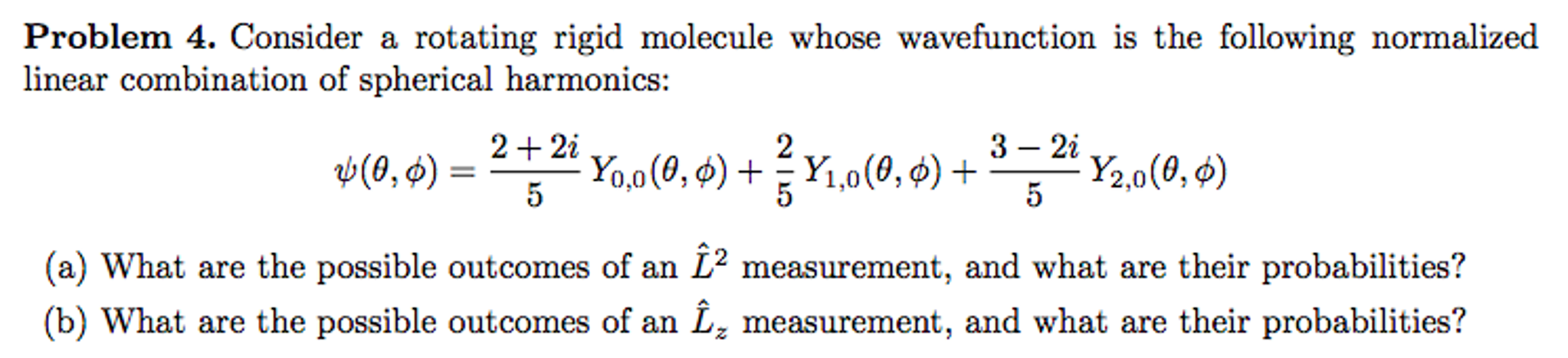 Consider a rotating rigid molecule whose wave | Chegg.com