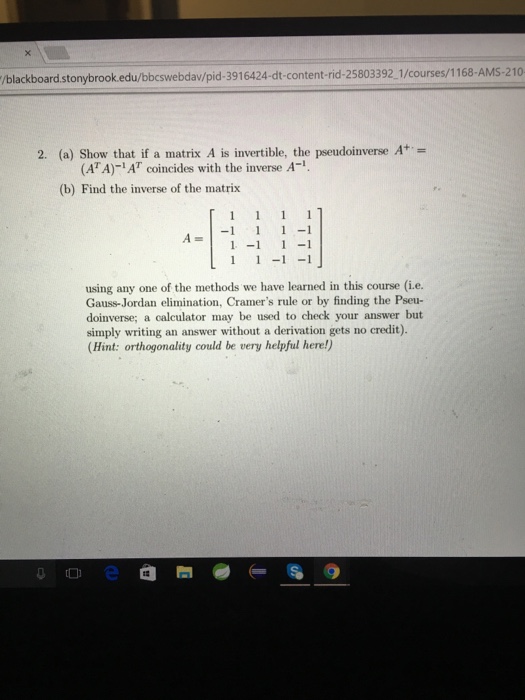 Solved Show that if a matrix A is invertible, the | Chegg.com
