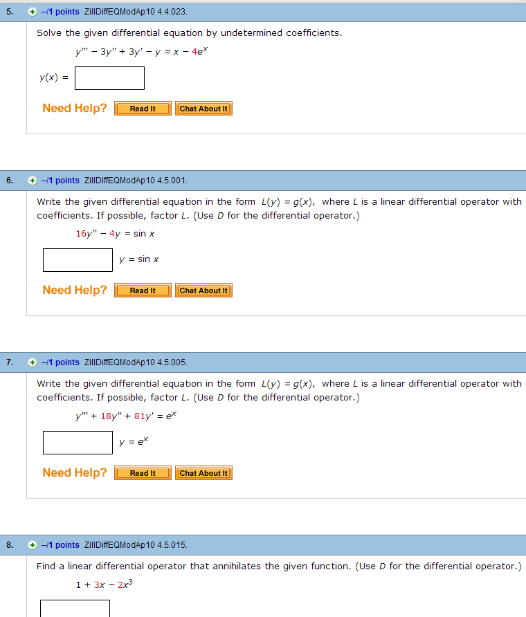 Solved Solve The Given Differential Equation By Undetermined