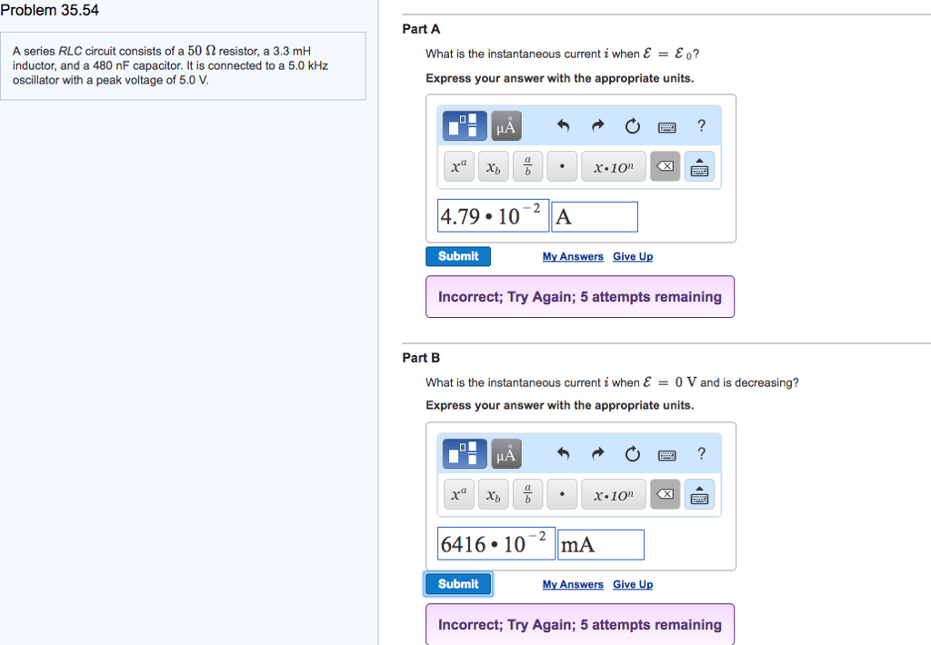 Solved A Series Rlc Circuit Consists Of A 50 Ohm Resistor A