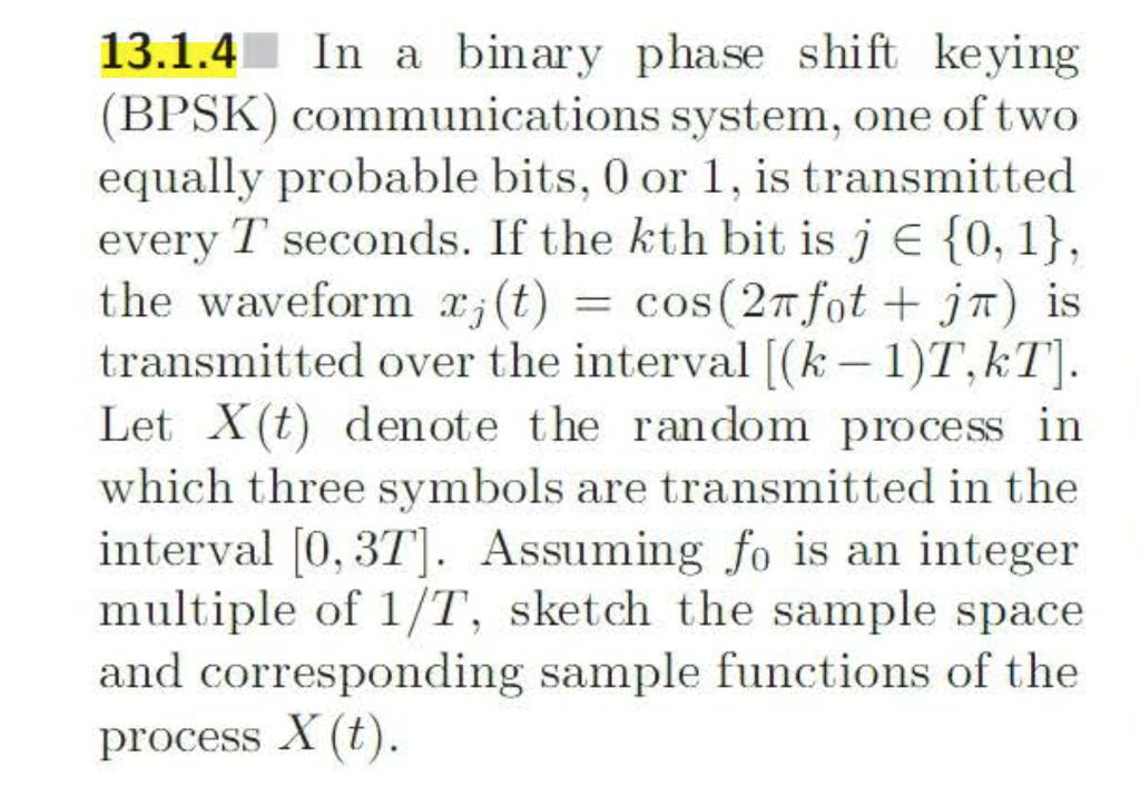 13.1.4 In a binary phase shift keying (BPSK) | Chegg.com