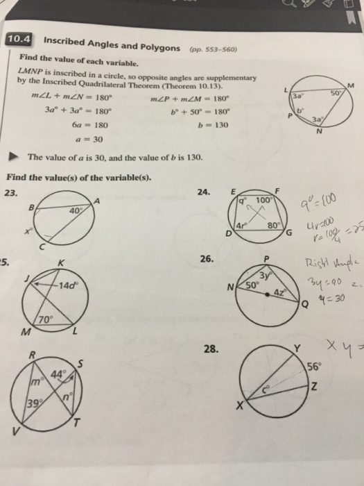 Solved Find the value of each variable. LMNP is inscribed | Chegg.com