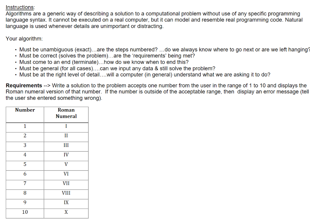 Solved Instructions Algorithms are a generic way of | Chegg.com