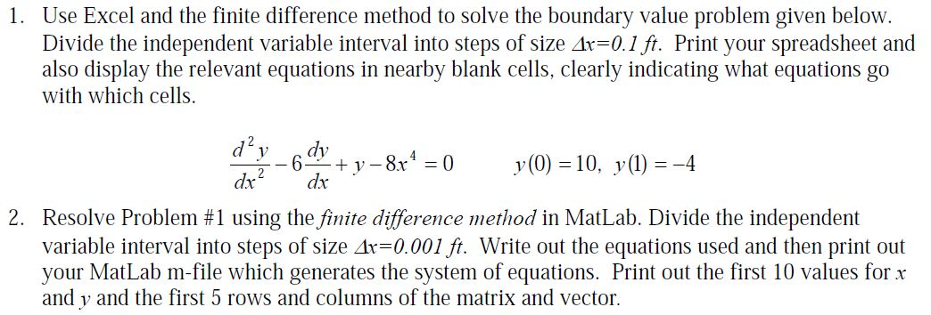 1. Use Excel and the finite difference method to | Chegg.com