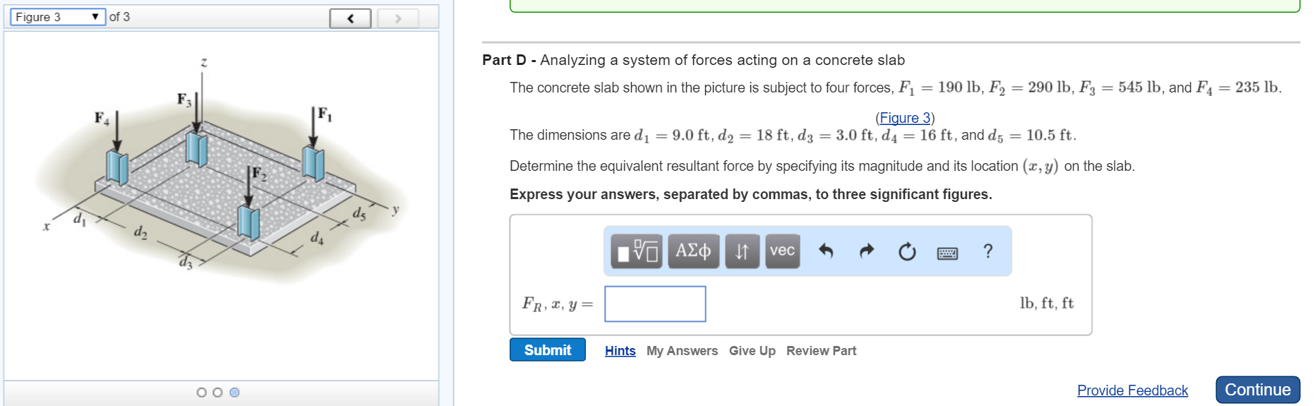 Solved Analyzing a system of forces acting on a concrete | Chegg.com
