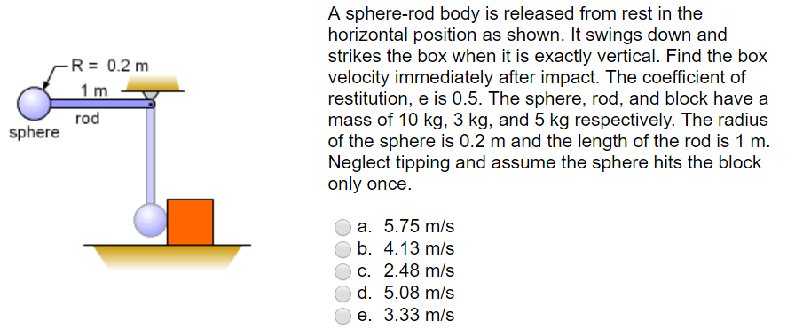 Solved A sphere-rod body is released from A sphere-rod | Chegg.com