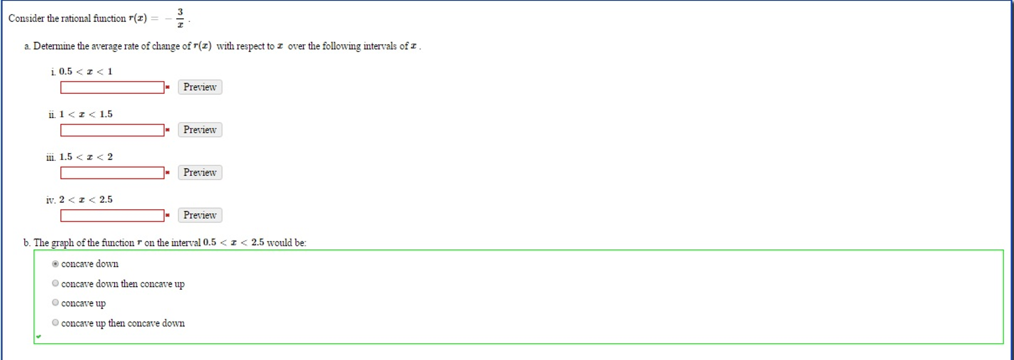 Solved Consider the rational function r(x) = -3/x. | Chegg.com