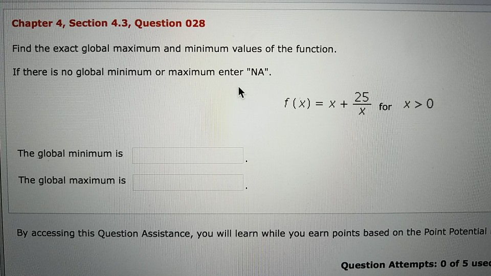Solved Chapter 4, Section 4.3, Question 028 Find the exact | Chegg.com