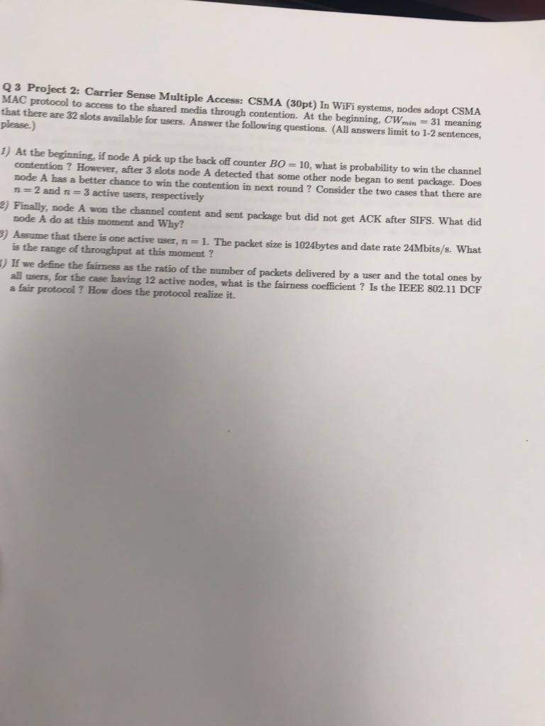 Solved Q 3 Project 2: Carrier Sense Multiple Access: CSMA | Chegg.com