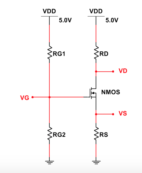 Solved in the circuit below with a VDD = 5 V the NMOS | Chegg.com