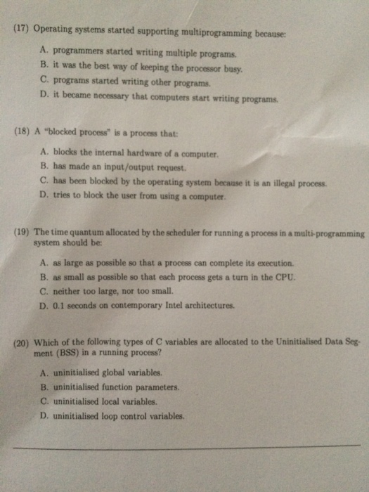 Solved Operating systems started supporting multiprogramming | Chegg.com
