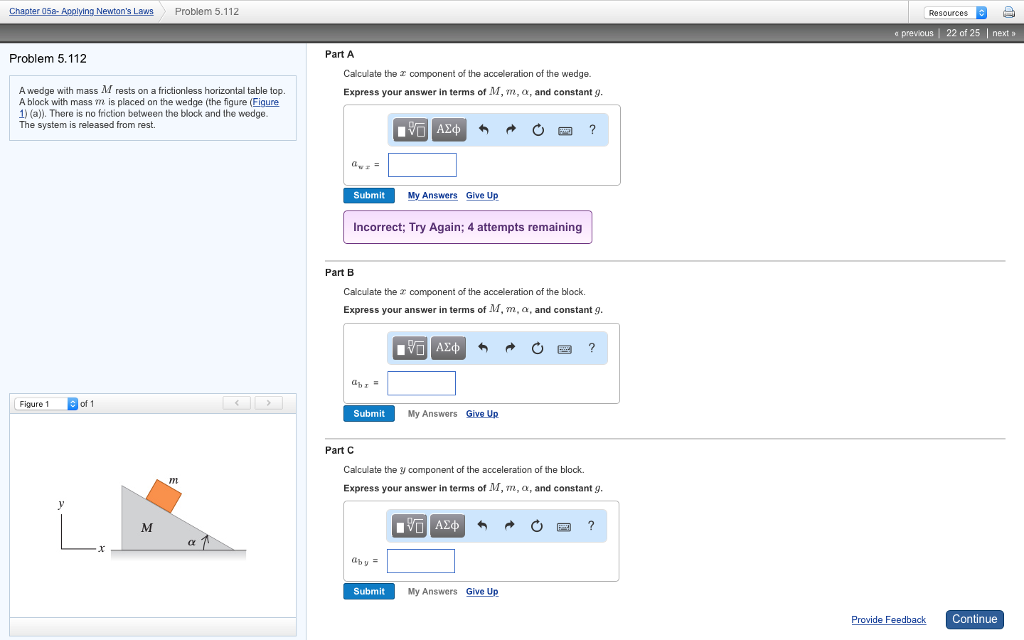 Solved A wedge with mass M rests on a frictionless | Chegg.com