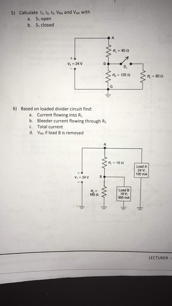Solved 5) Calculate lı, 12, I3, VeG and VAG with a. Si open | Chegg.com