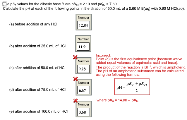 e pKb values for the dibasic base B are PKb1 = 2.10 | Chegg.com