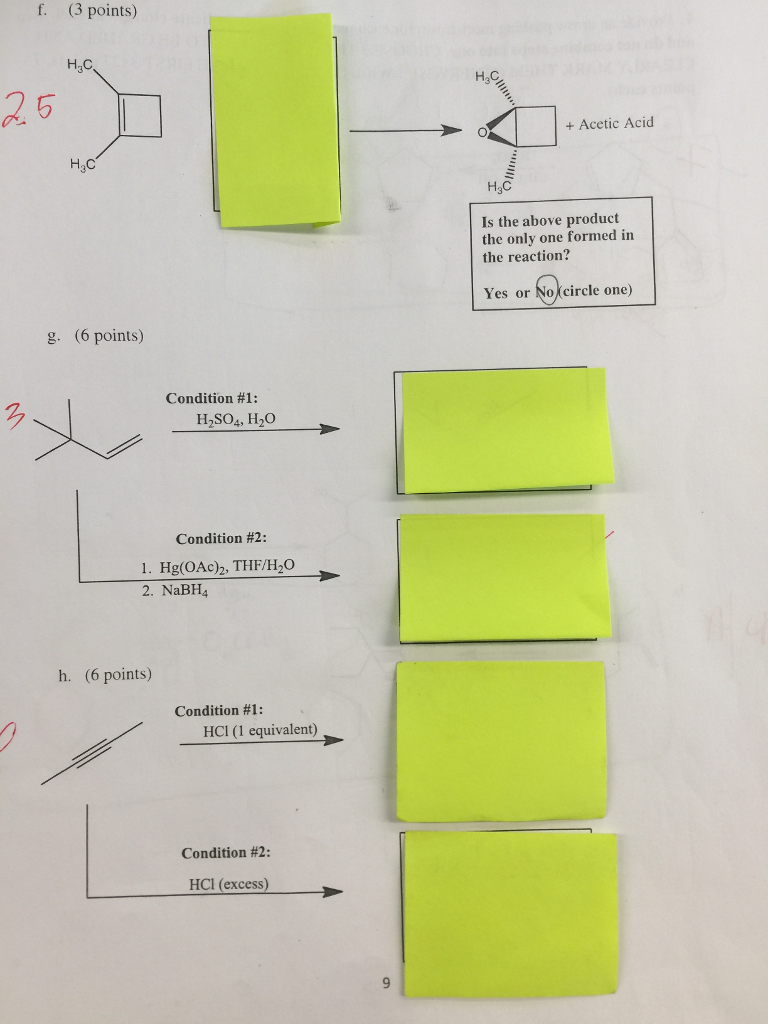 Solved f. (3 points) H3C g. (6 points) Condition #1: H,SO 4, | Chegg.com