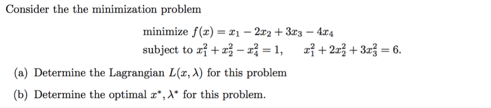 Consider the minimization problem minimize | Chegg.com